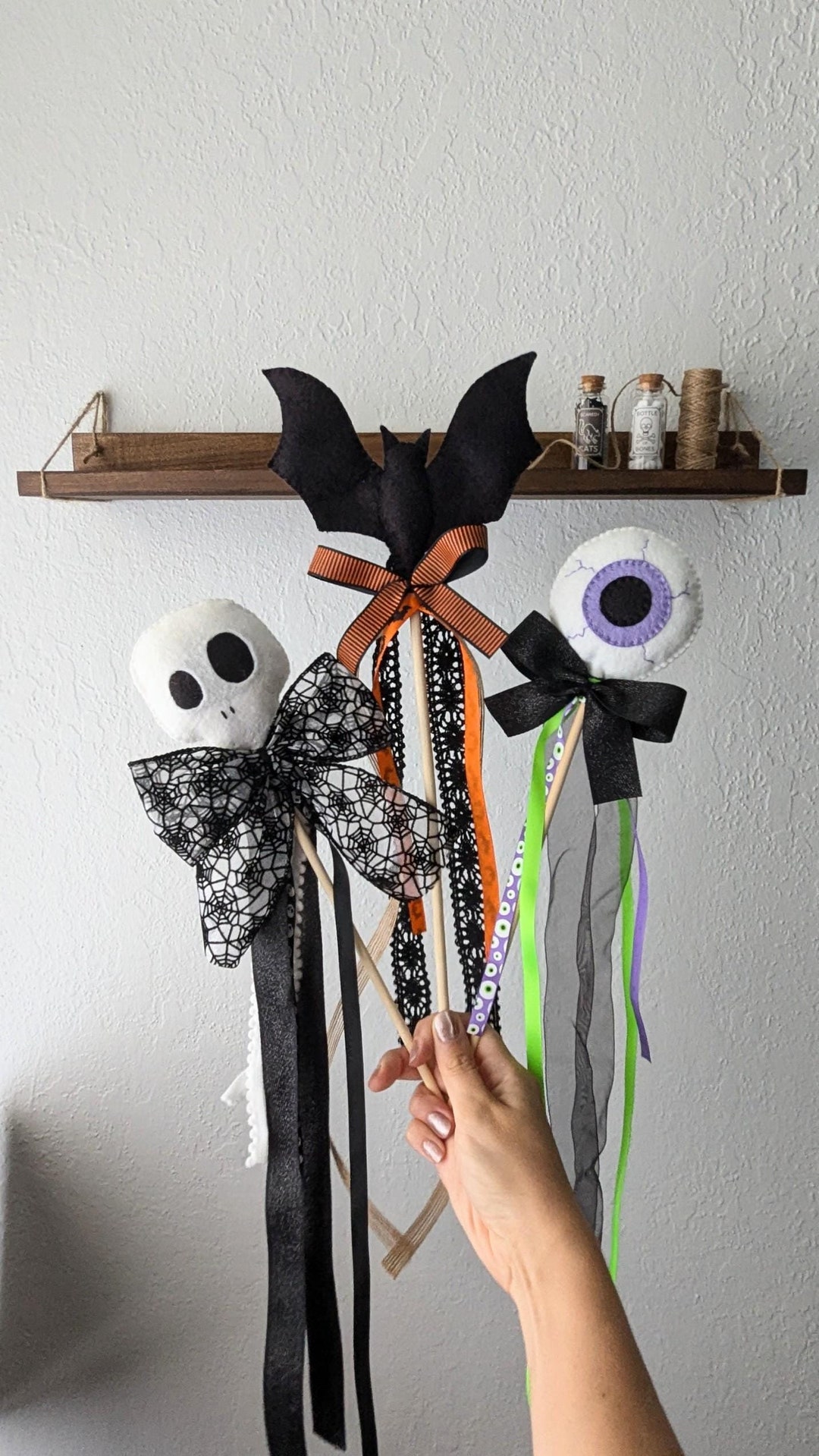 Halloween Felt Wand, Bat Wand, Ghost Wand Handmade Witch Wand, Kids ...