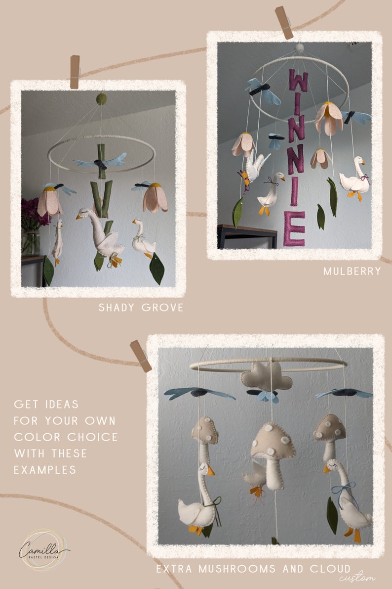 Goose Baby Mobile, Felt Baby Mobile, Geese and Daisies Nursery Decor ...