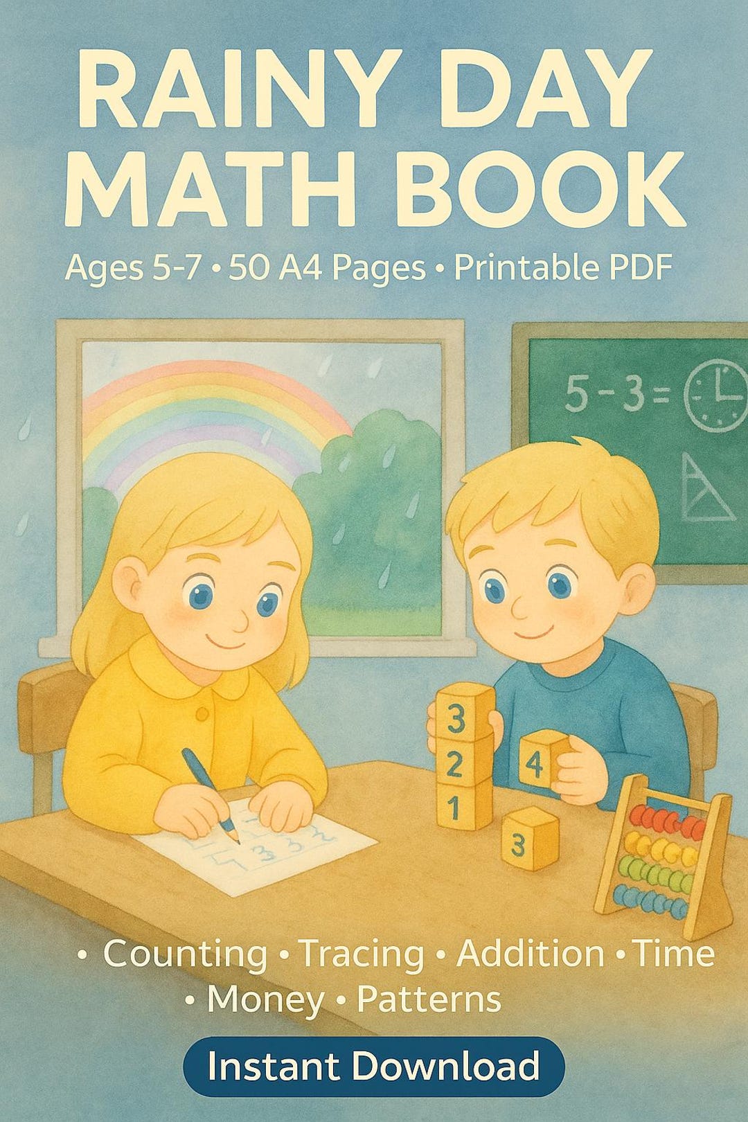 Printable Math Workbook Ages 5–7 | Rainy Day Math Book | 50 A4 Pages ...