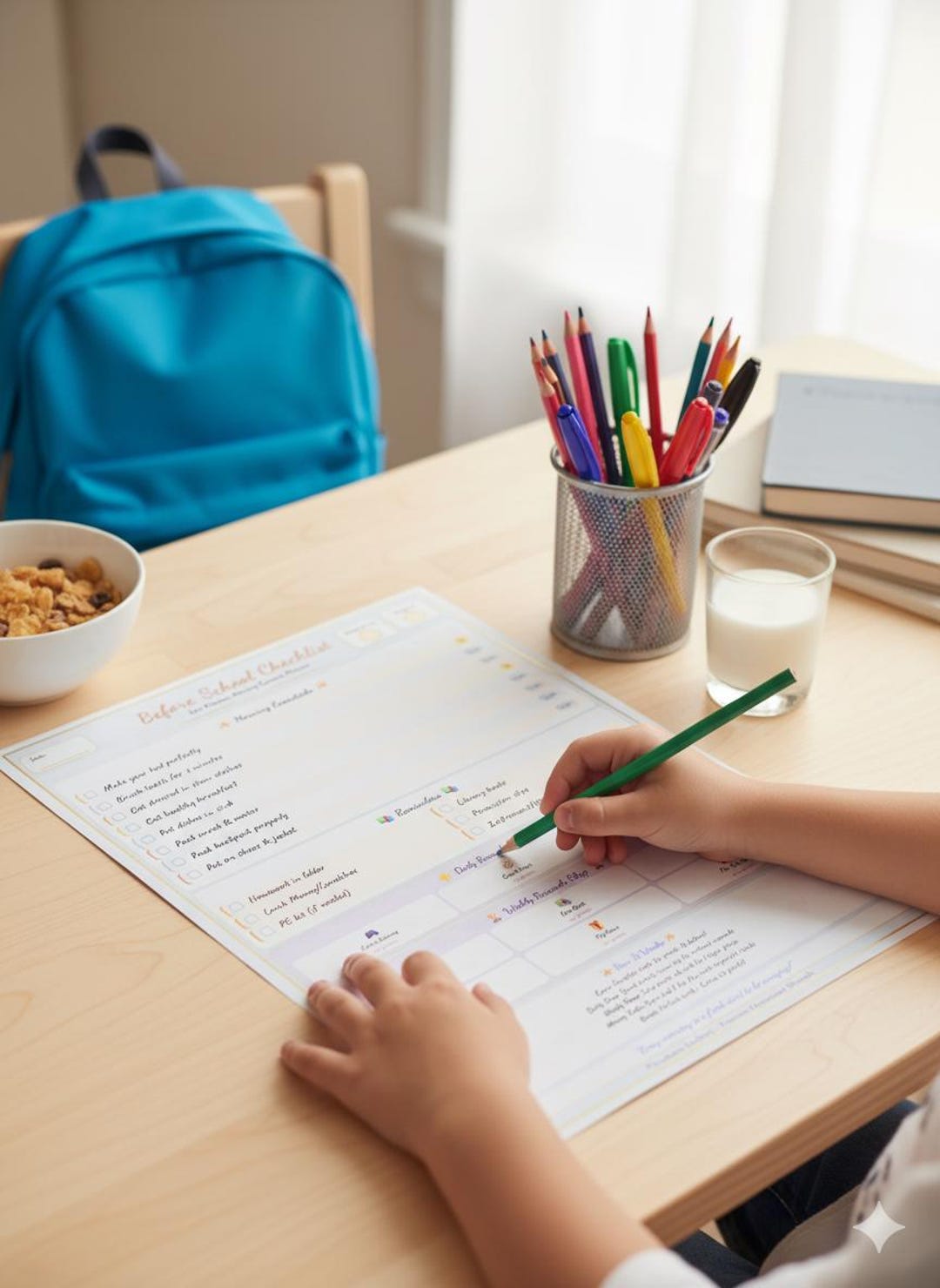Printable Before School Checklist, Kids Morning Routine Chart With ...