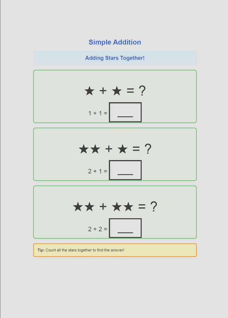 Preschool Math Workbook: Counting Stars, Numbers 1-5 (PDF Downloadable ...