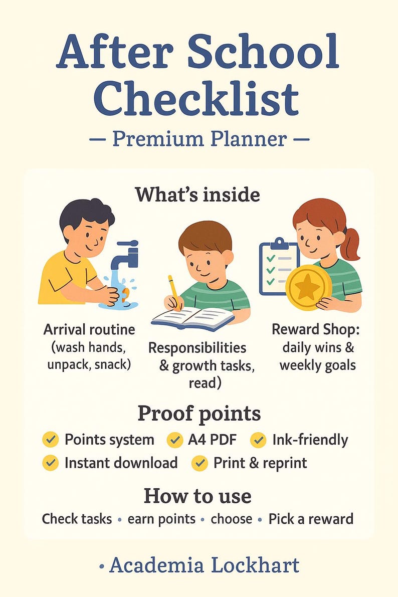 Editable After School Routine Chart for Kids | Printable Daily ...