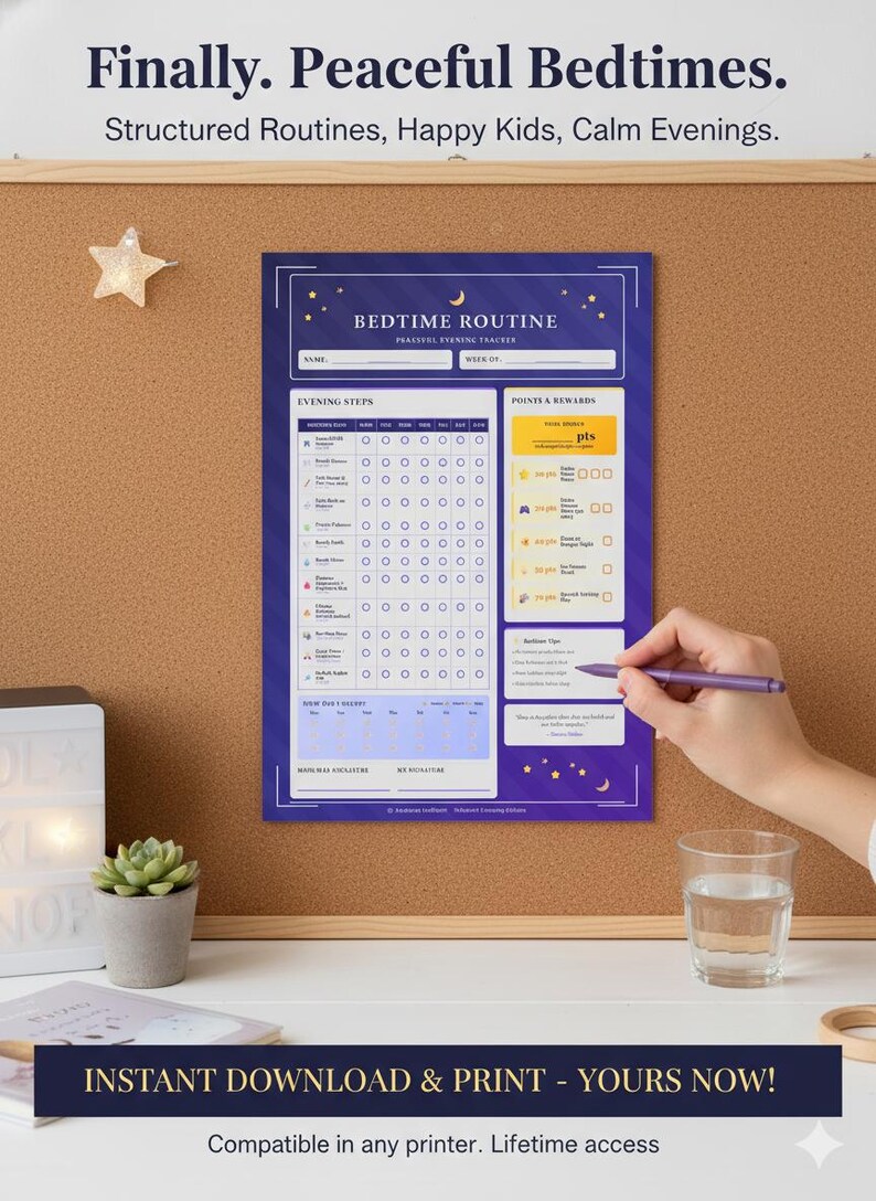 Kids Bedtime Routine Chart | A4 Printable Sleep Tracker (PDF) - Etsy Canada