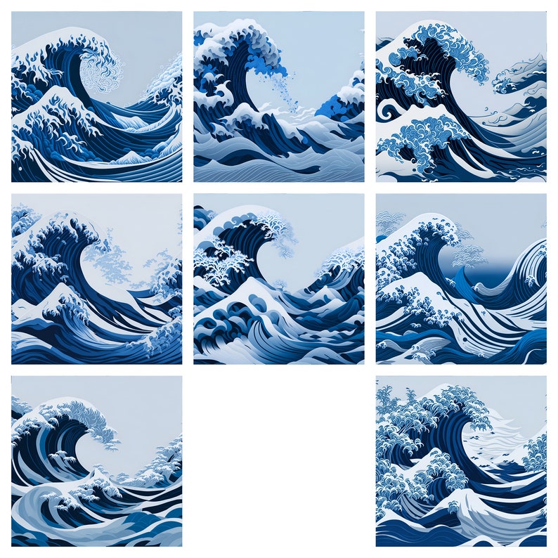 Waves of Japan | 8 Seamless Patterns of Amazing Japanese Waves for ...
