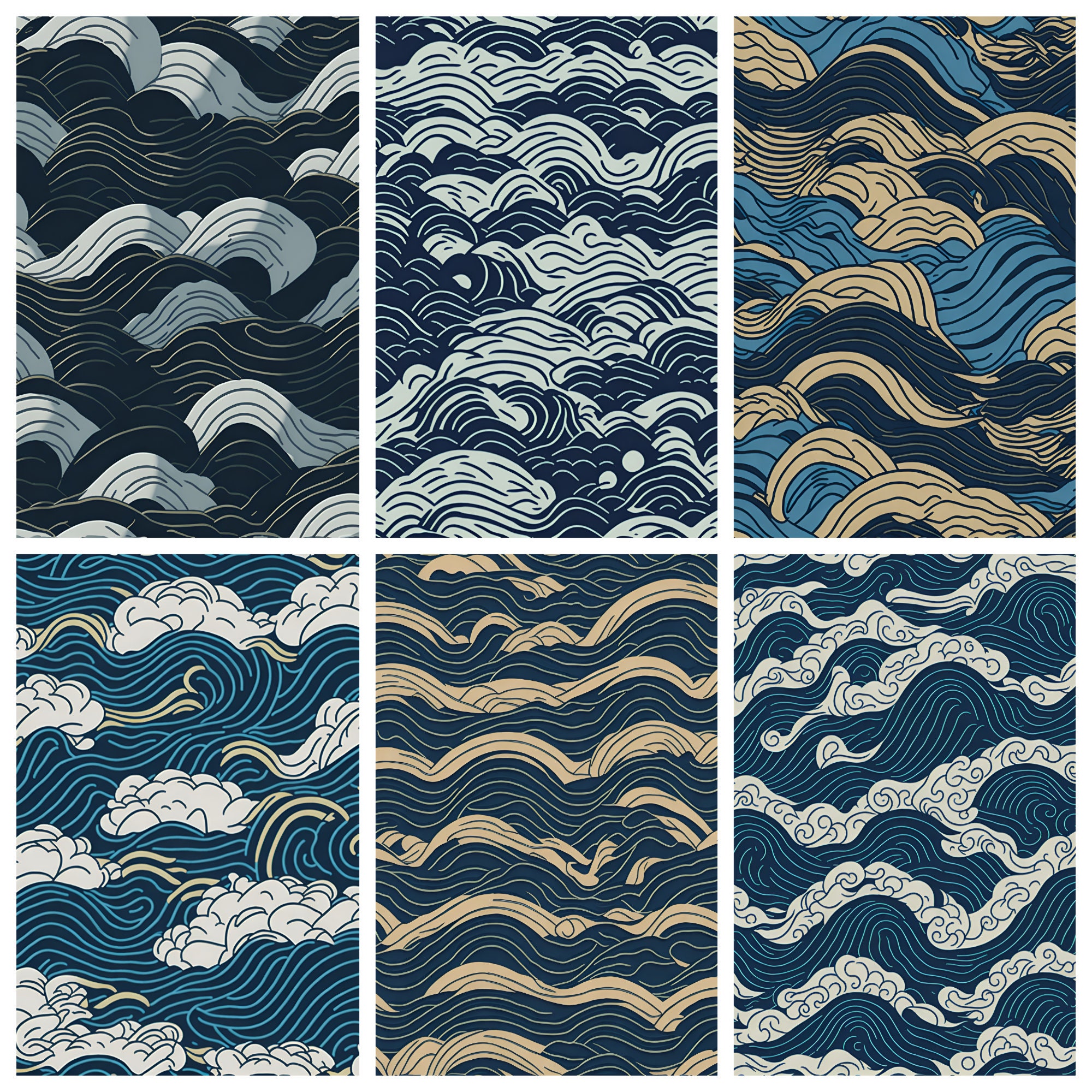 Waves of Japan | 12 Seamless Patterns of Amazing Japanese Waves for ...