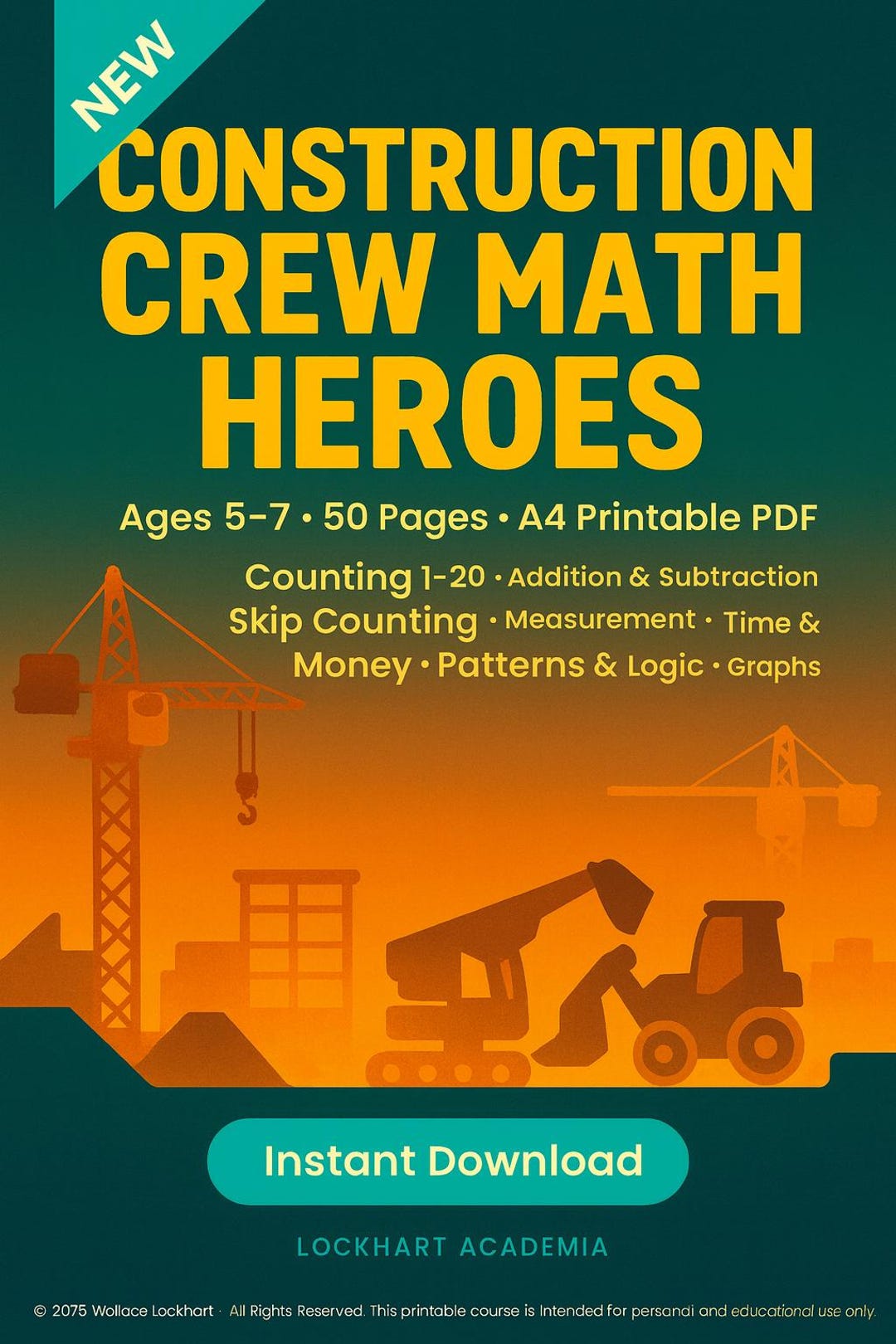 Construction Math Workbook: STEM Learning for Ages 5-7 (printable PDF ...