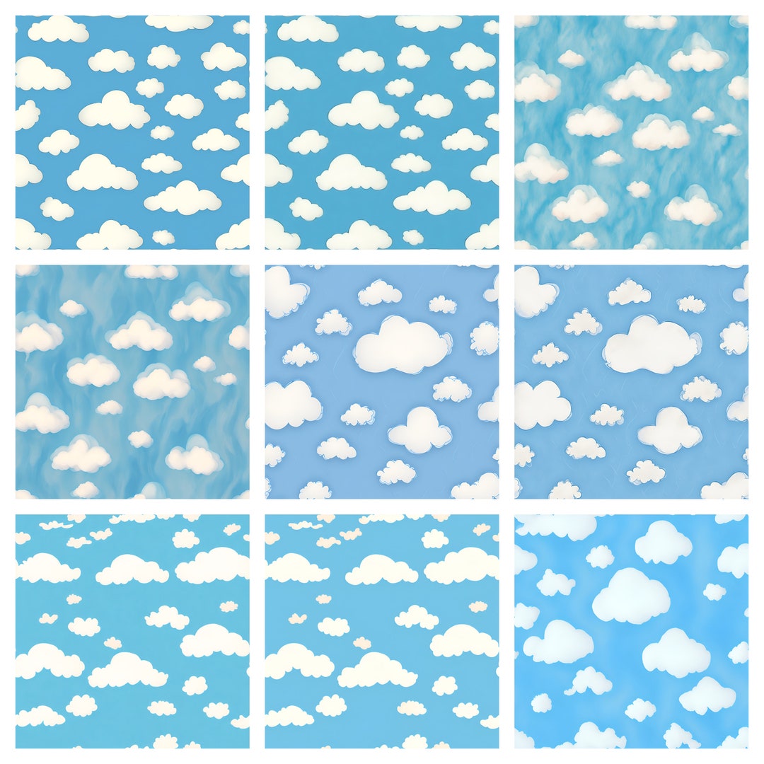 5 Unique Mesmerizing, Repeating Pattern of Blue Clouds, Perfect for a ...