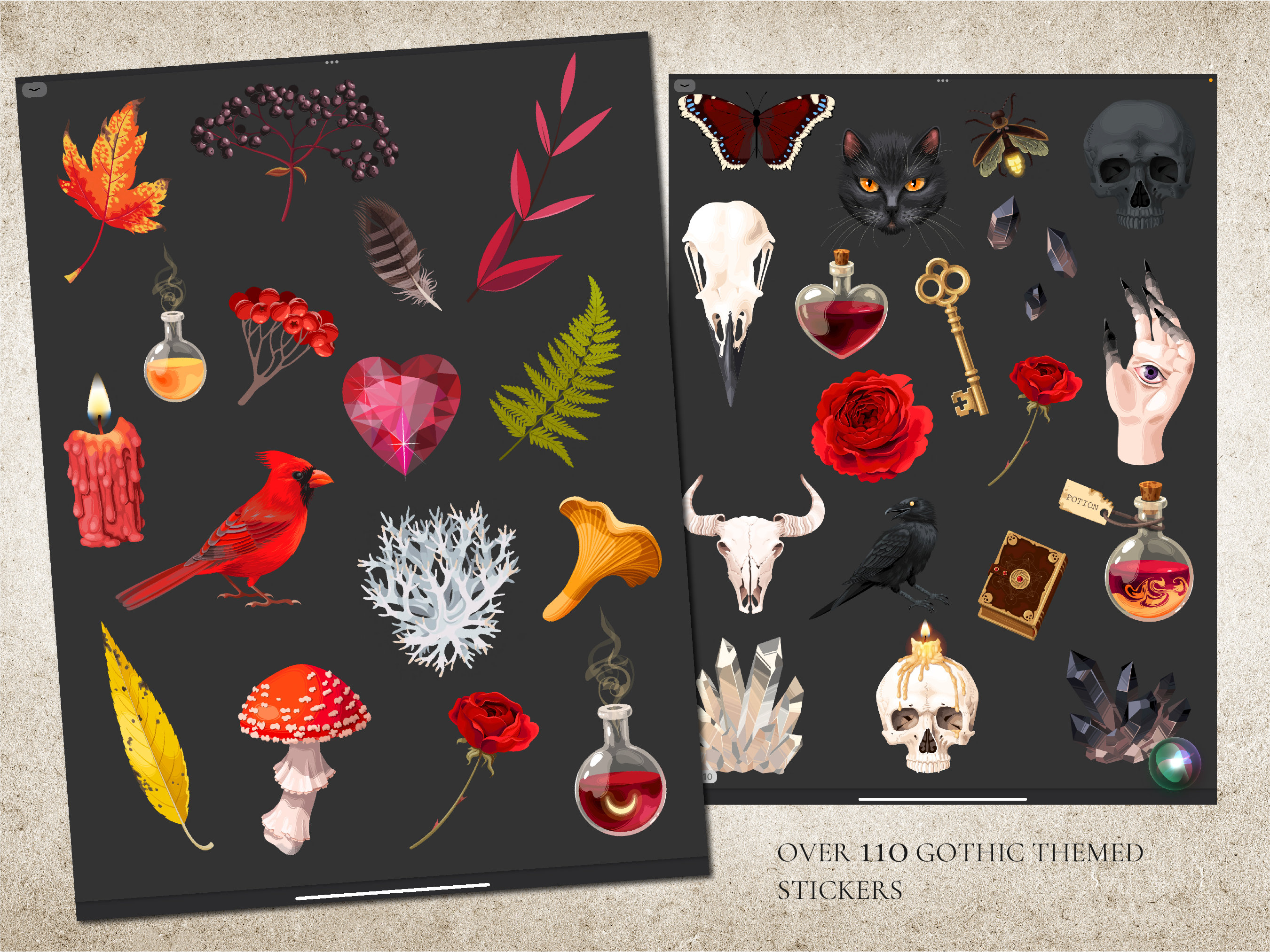Witchy Digital Planner and Gothic Sticker Bundle, Dark Witchy Selfcare ...