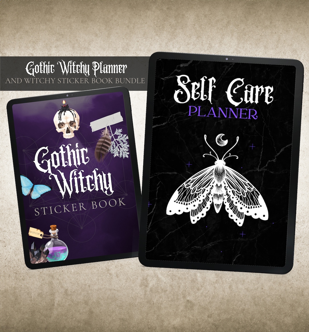 Witchy Digital Planner and Gothic Sticker Bundle, Dark Witchy Selfcare ...