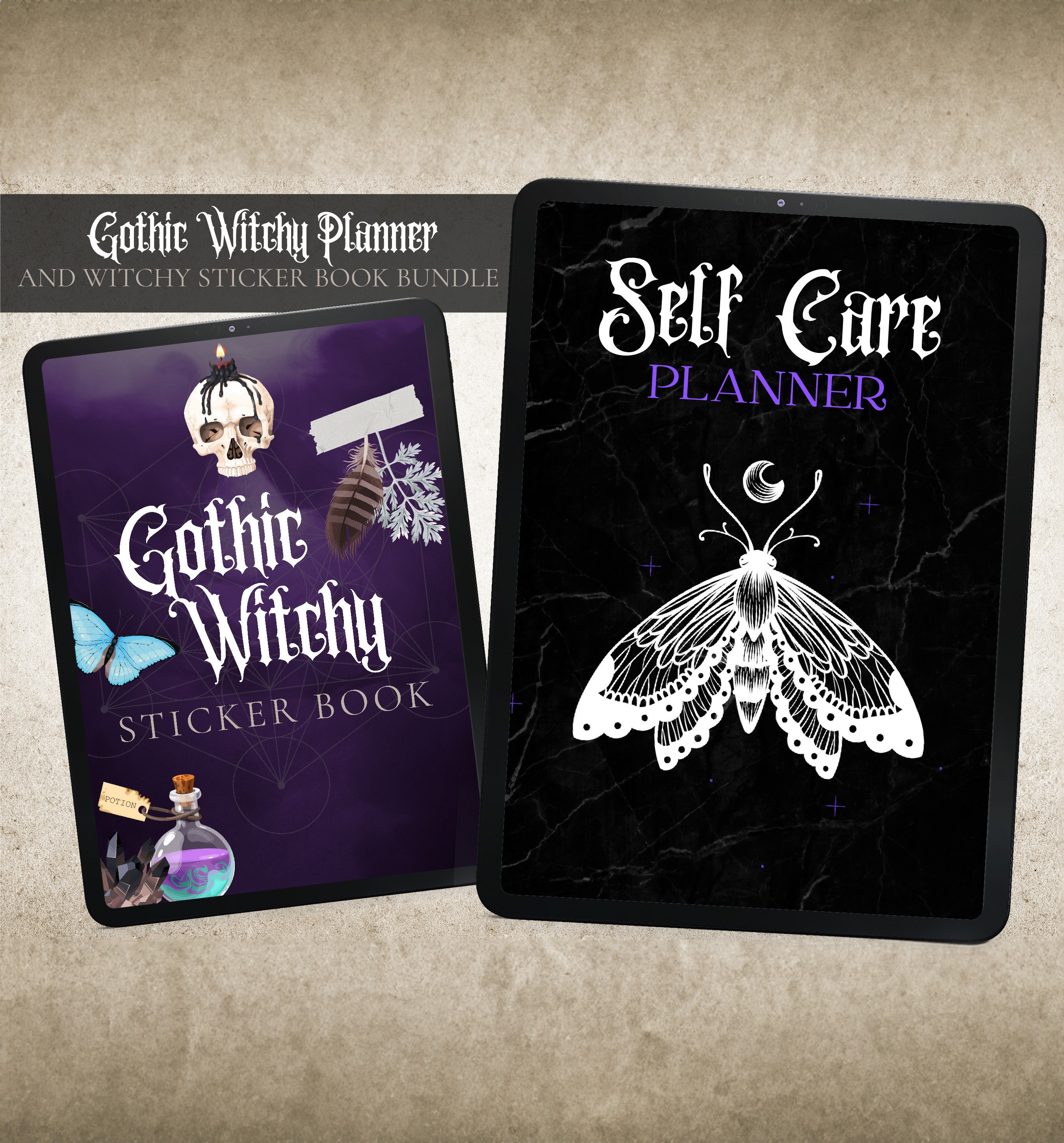 Witchy Digital Planner and Gothic Sticker Bundle, Dark Witchy Selfcare ...