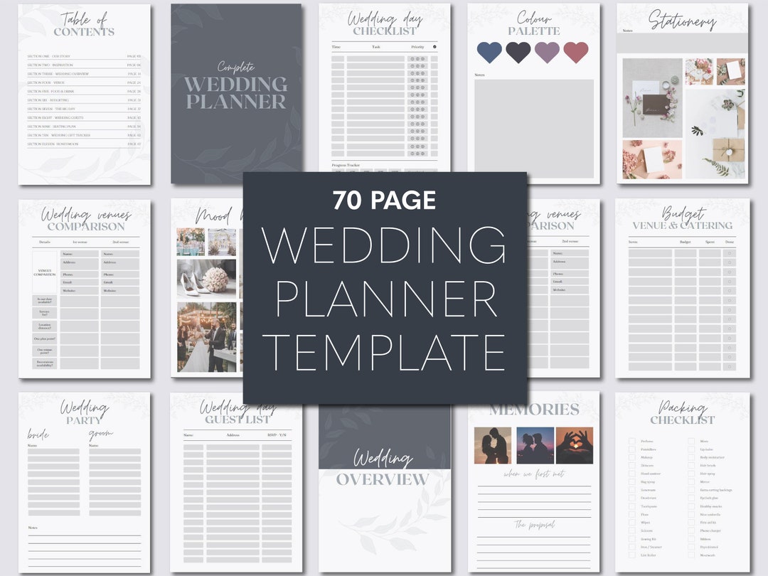 Wedding Planner Digital, 70 + Page Simple Minimal Printable Wedding ...