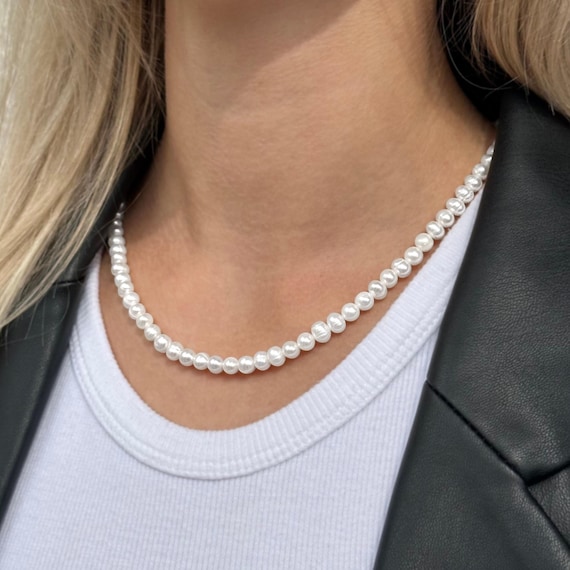Freshwater Pearl Chain Women 5mm Pearl Necklace Adjustable 455cm Length Summer Jewelry Waterproof Non Fading Etsy