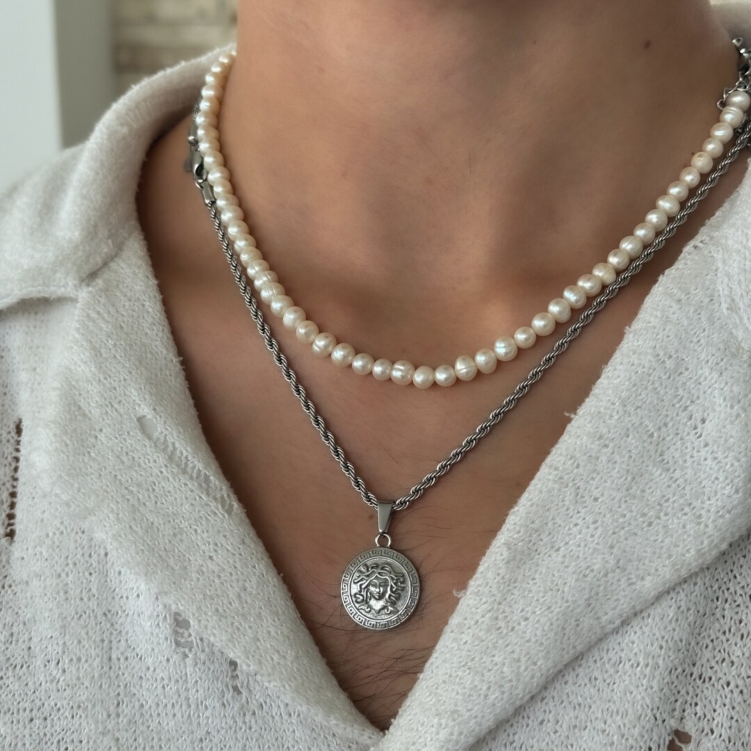 Medusa Chain Silver Men Snake Head Necklace Medusa Gorgon Greek ...