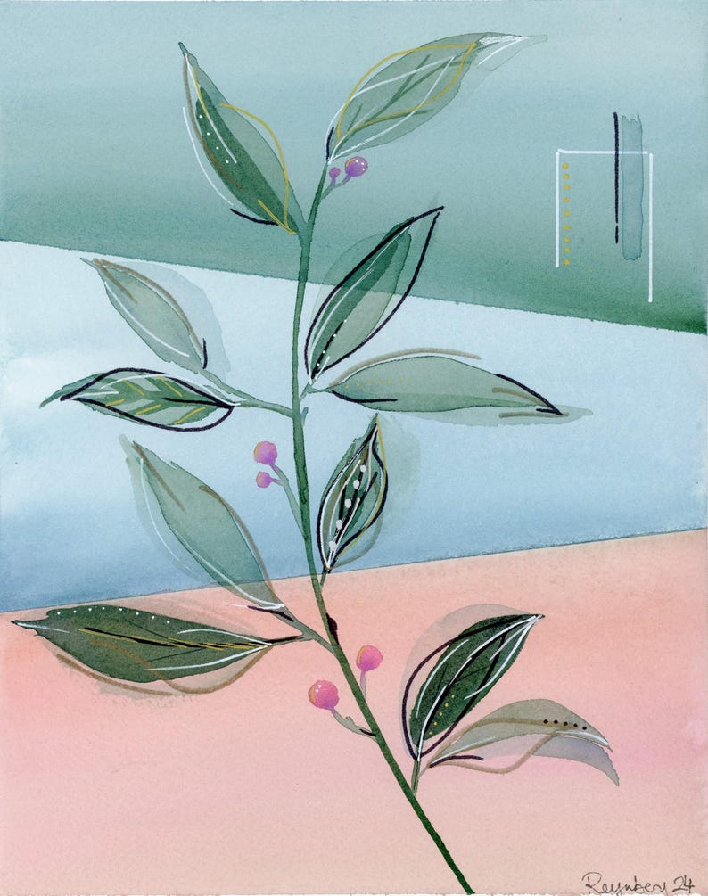 Bayberry Botanical - Watercolor Print - Etsy
