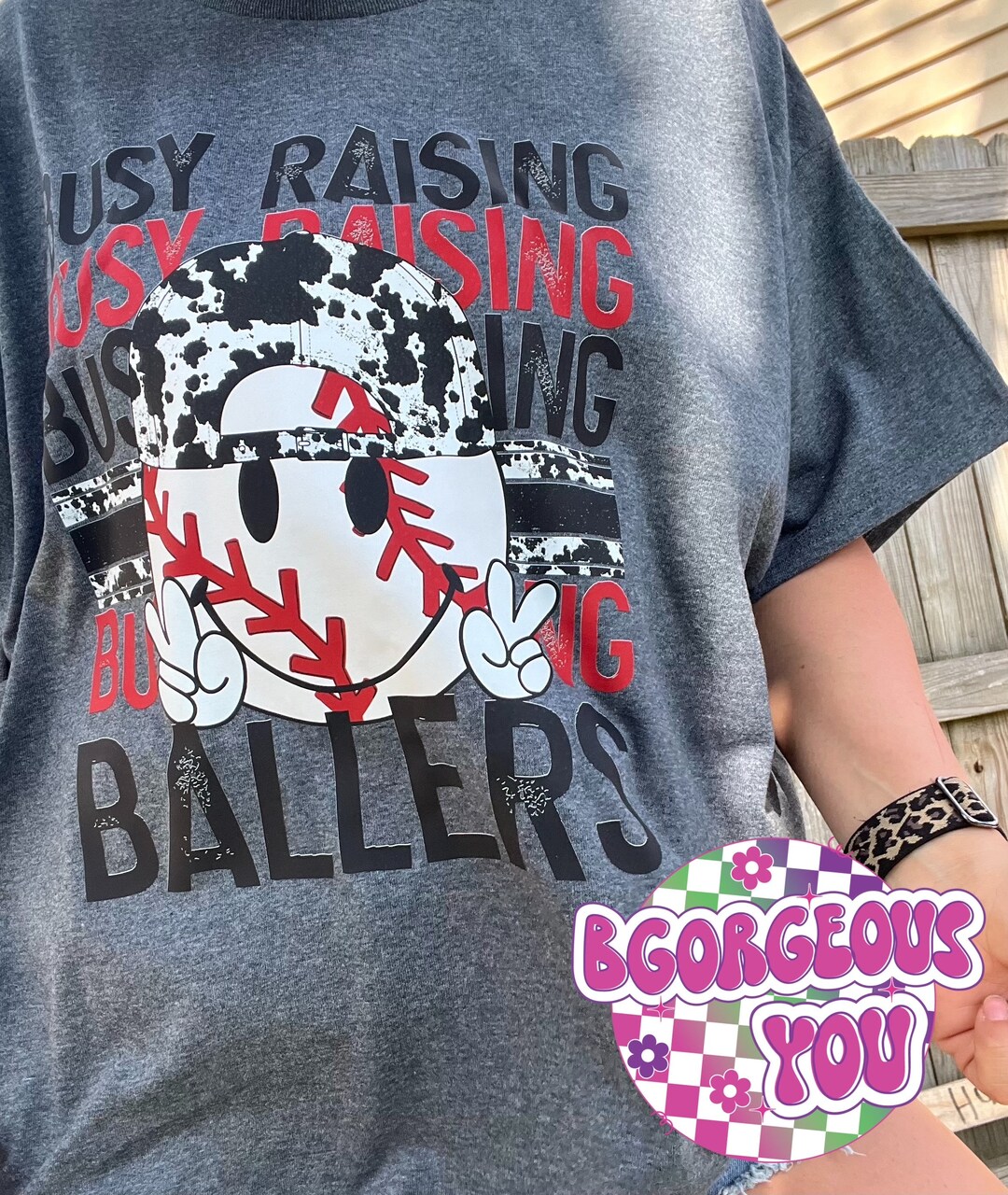 Busy Raising Ballers Baseball Cowprint Cap Tee - Etsy