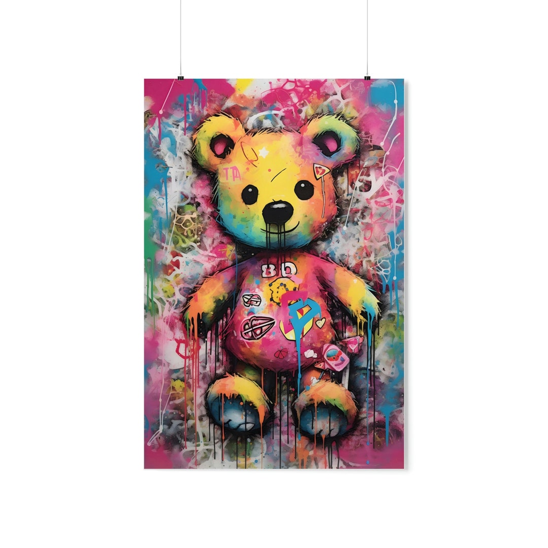 Graffiti Style Teddy Poster - Etsy