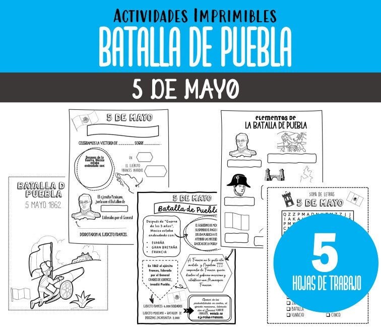 Actividades Imprimibles De La Batalla De Puebla / Cinco De - Etsy
