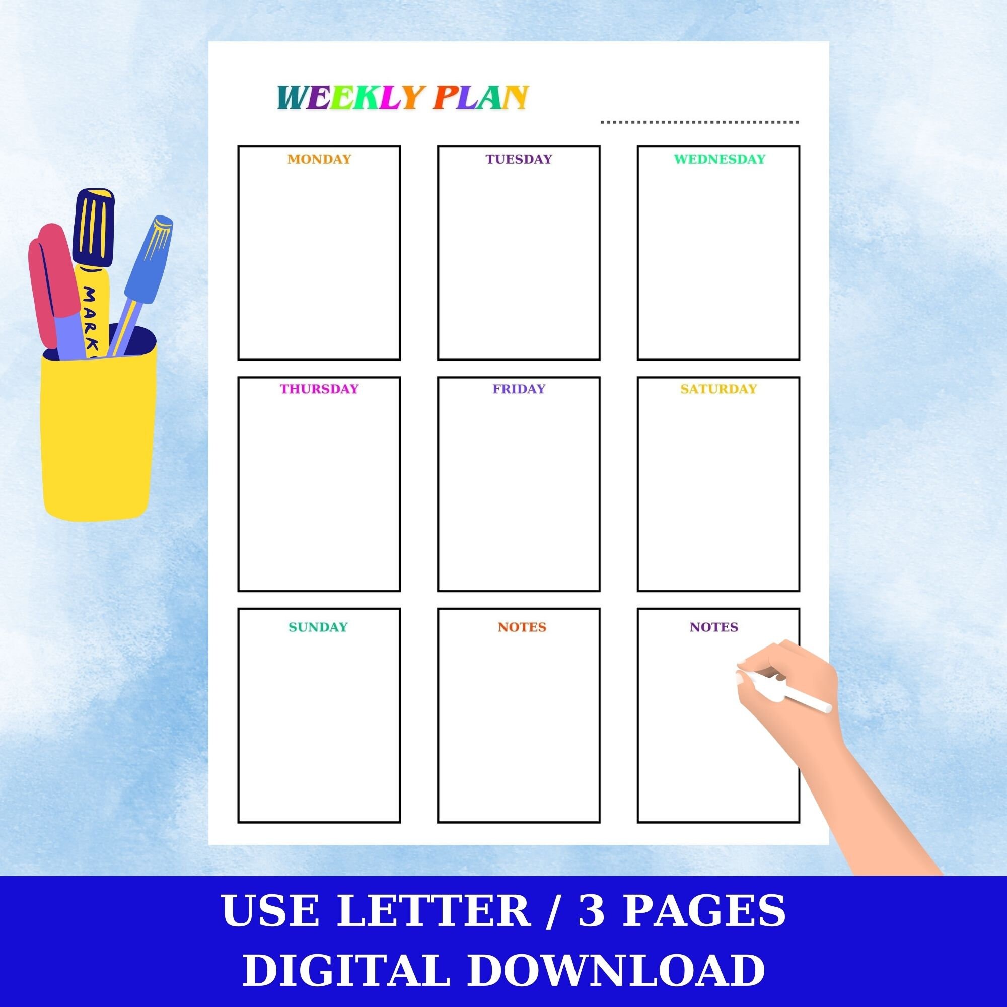 Weekly Schedule for Kids Printable,homeschool Weekly Schedule,weekly ...