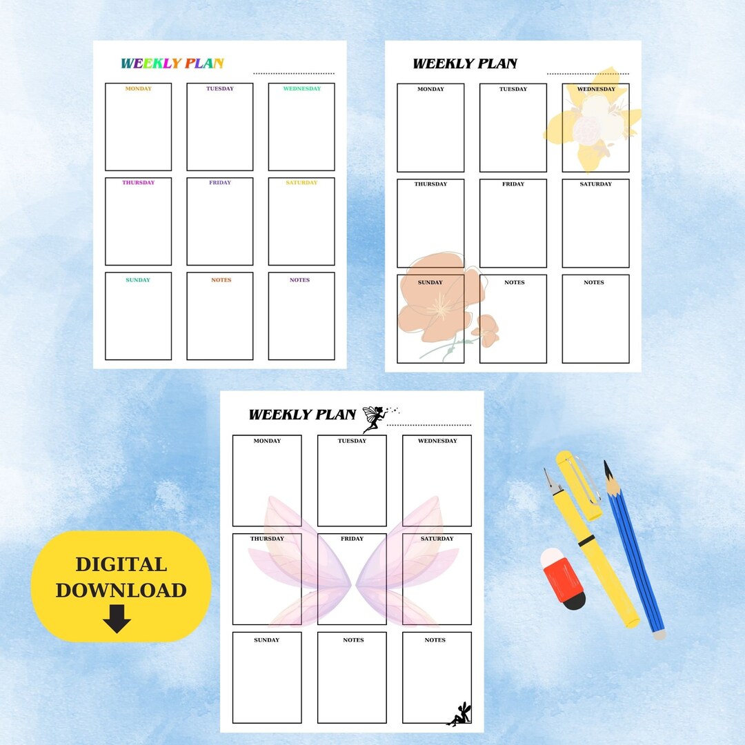 Weekly Schedule for Kids Printable,homeschool Weekly Schedule,weekly ...