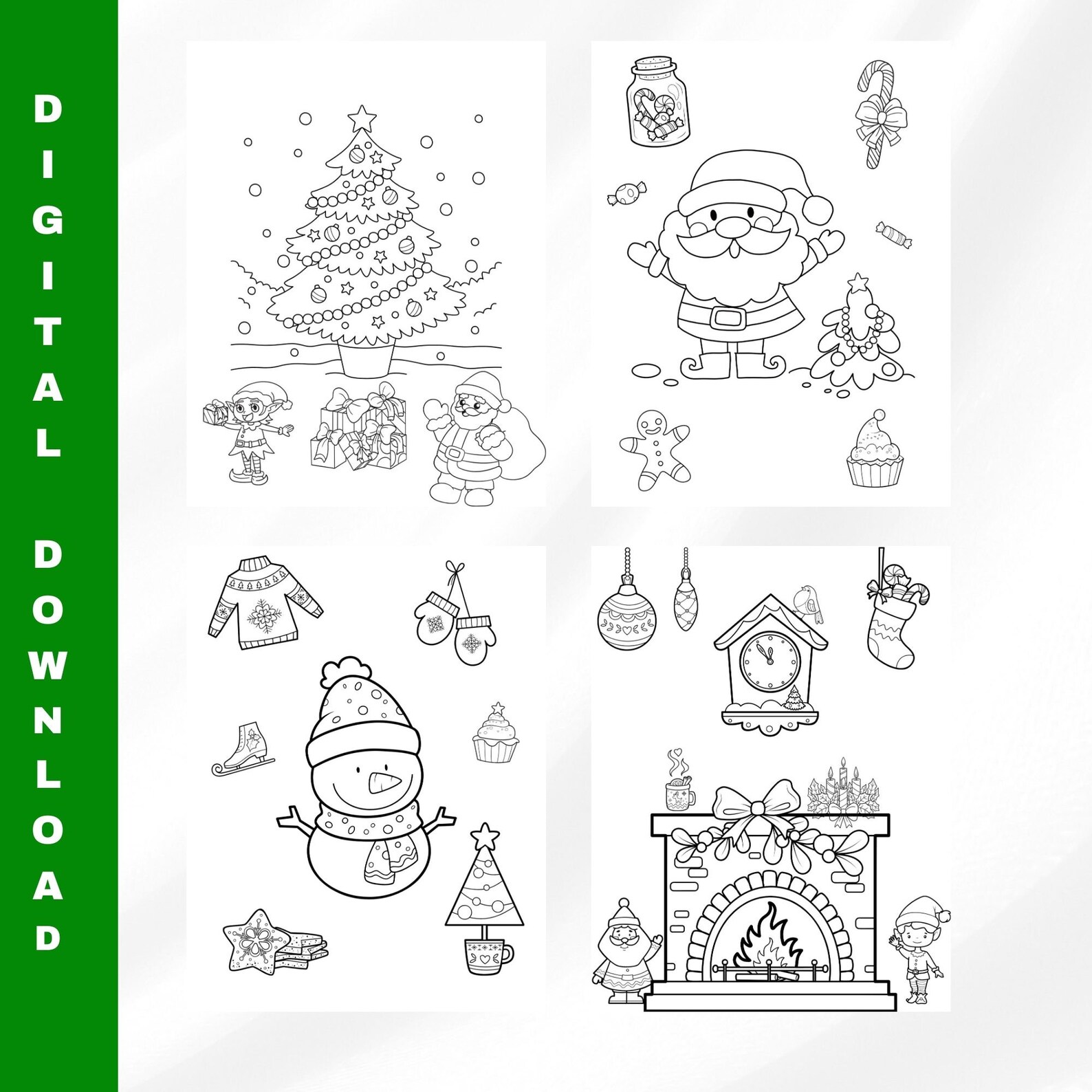 Holiday Coloring Page, Santa Coloring Page, Kids Coloring Pages ...