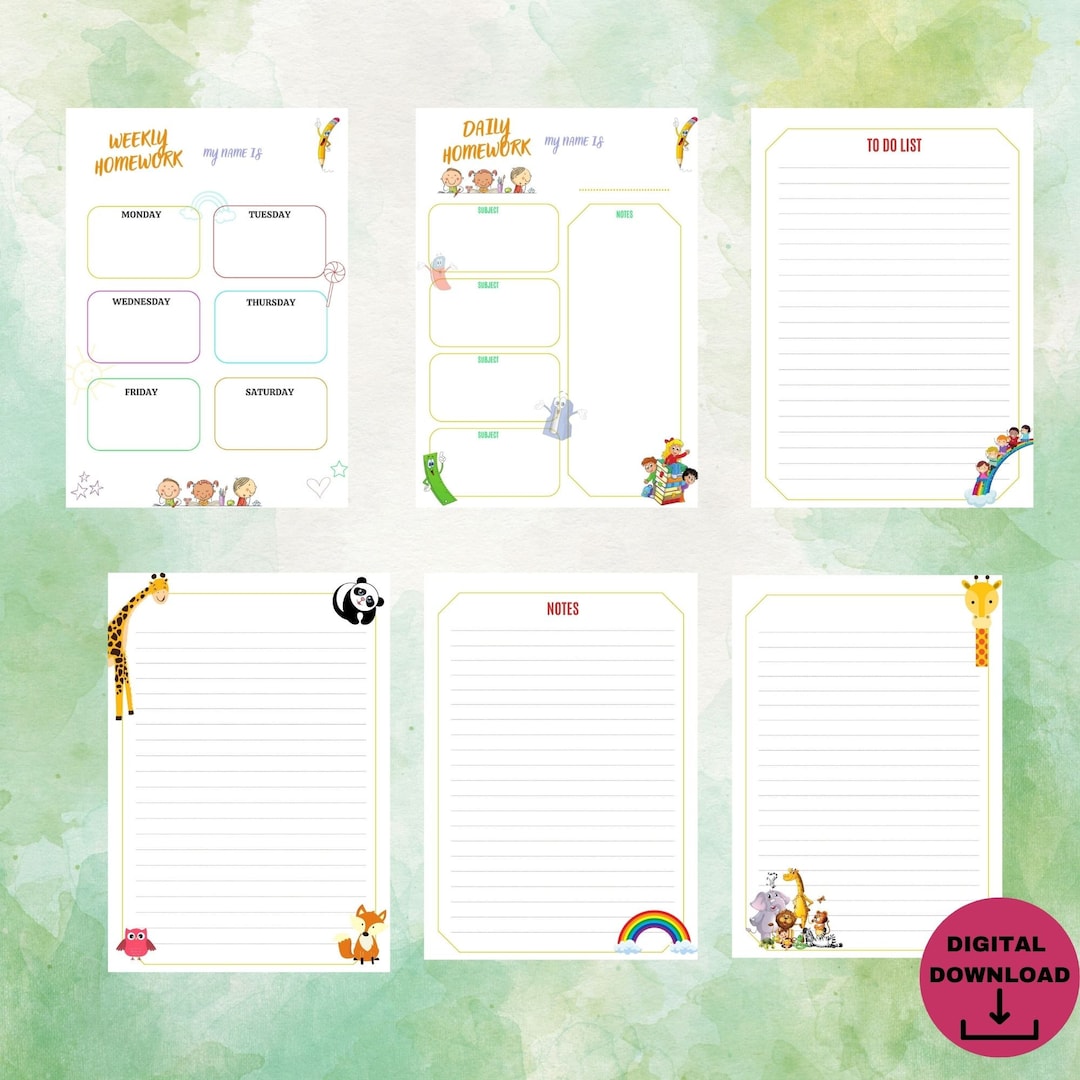 Printable Homework Planner, Homework Chart, Homework Tracker, Kids ...