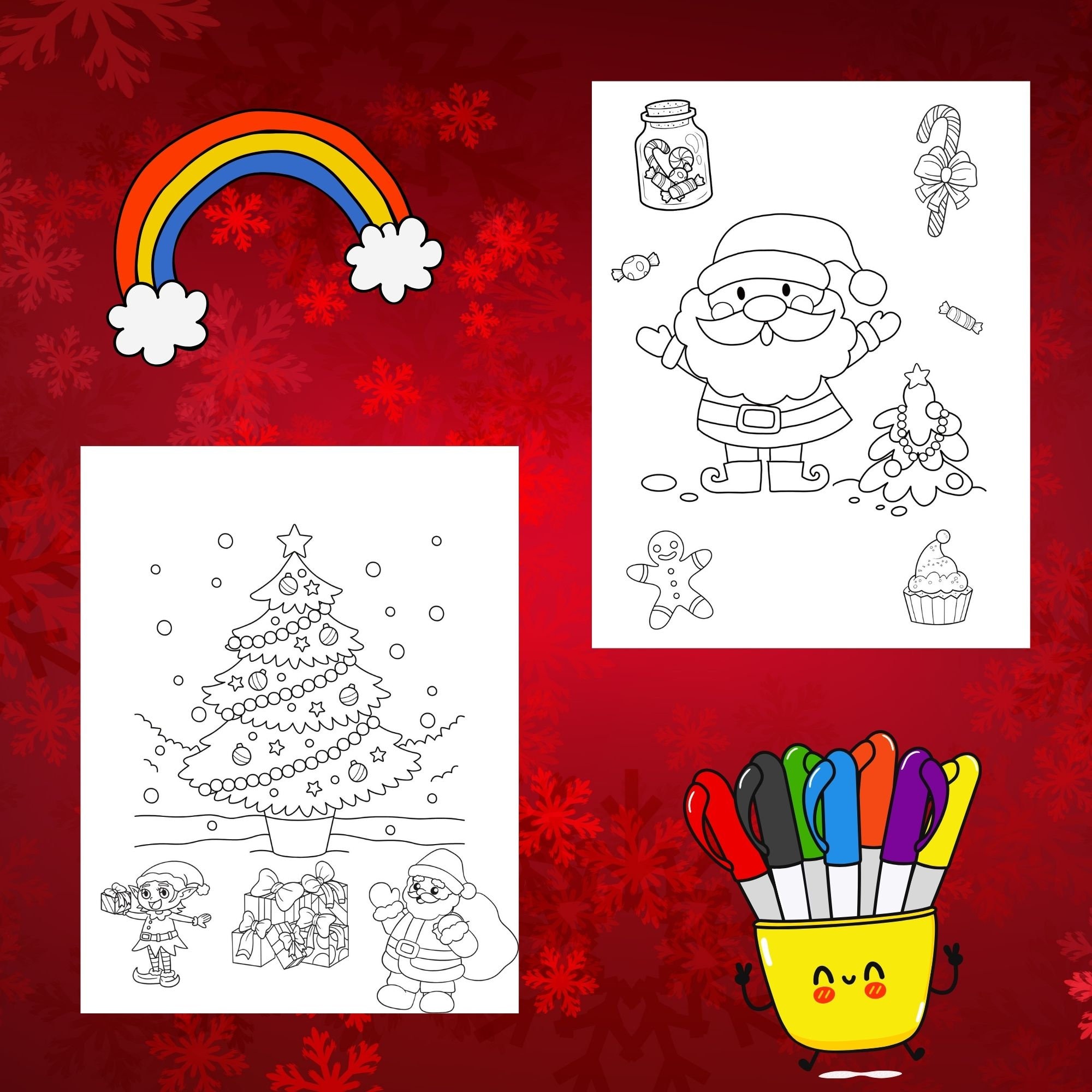 Holiday Coloring Page, Santa Coloring Page, Kids Coloring Pages ...