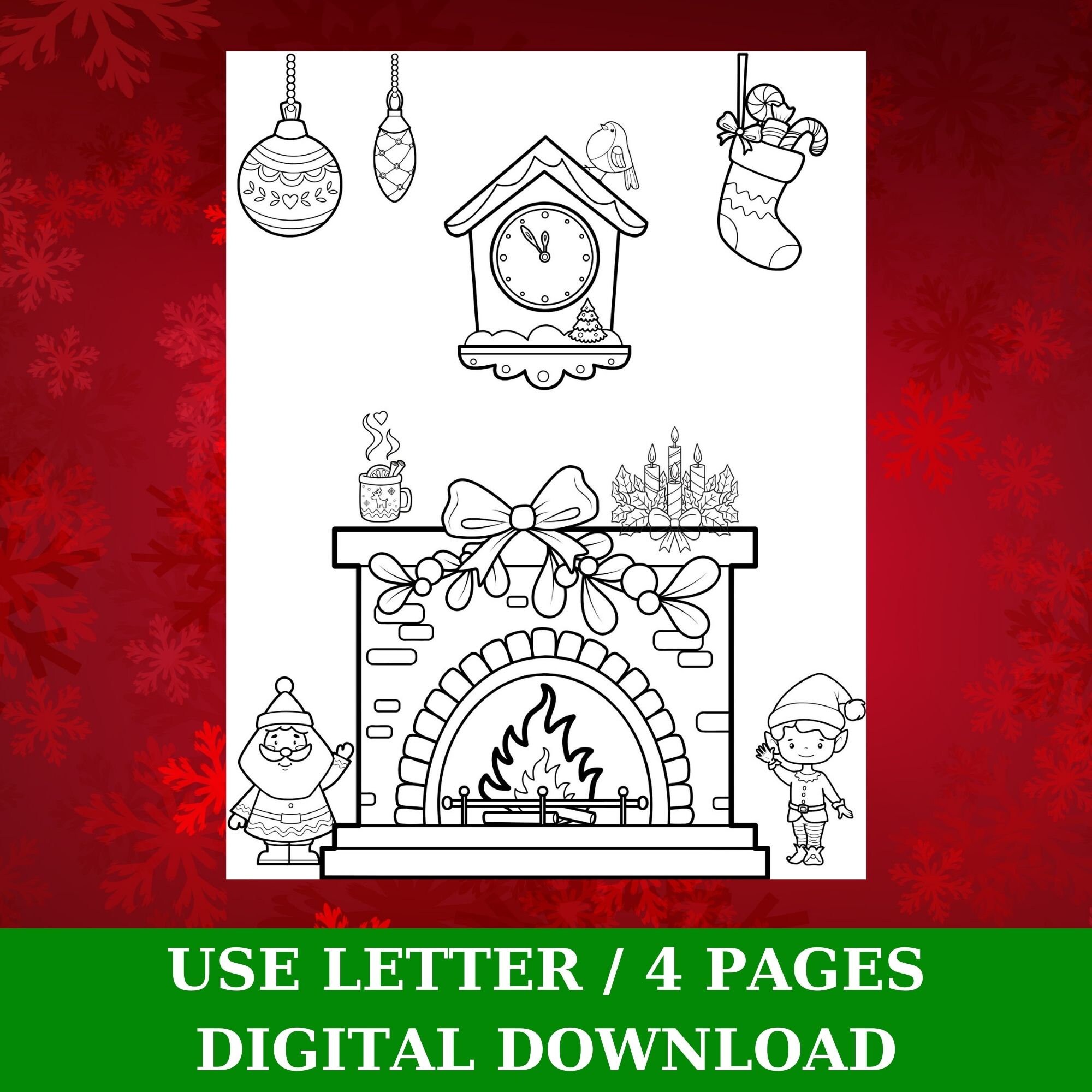 Holiday Coloring Page, Santa Coloring Page, Kids Coloring Pages ...