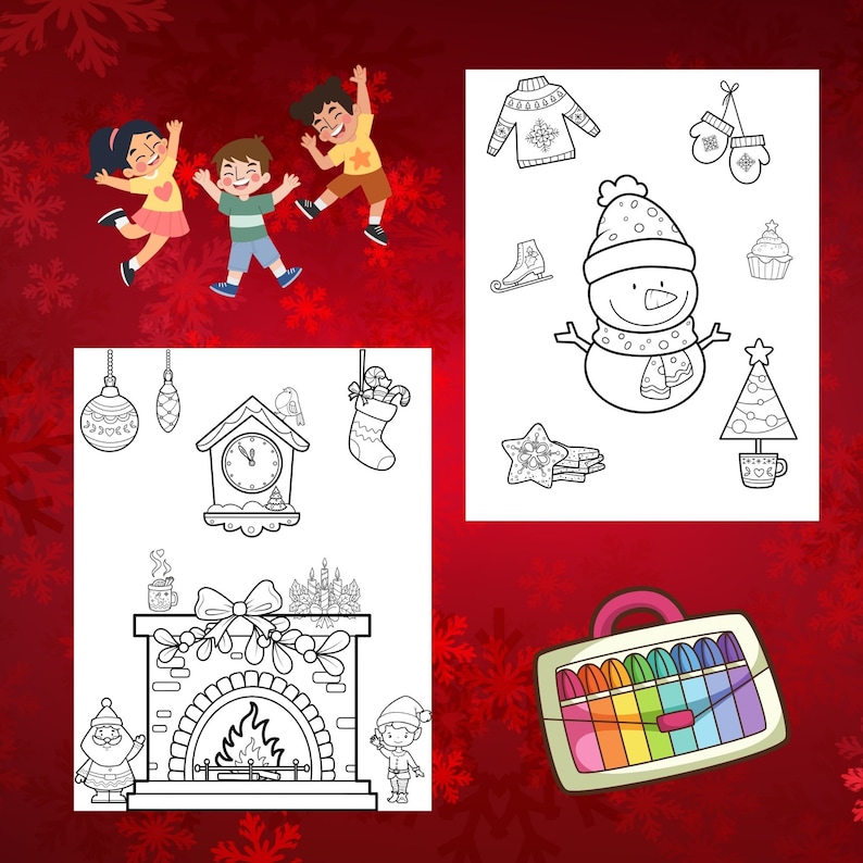 Holiday Coloring Page, Santa Coloring Page, Kids Coloring Pages ...
