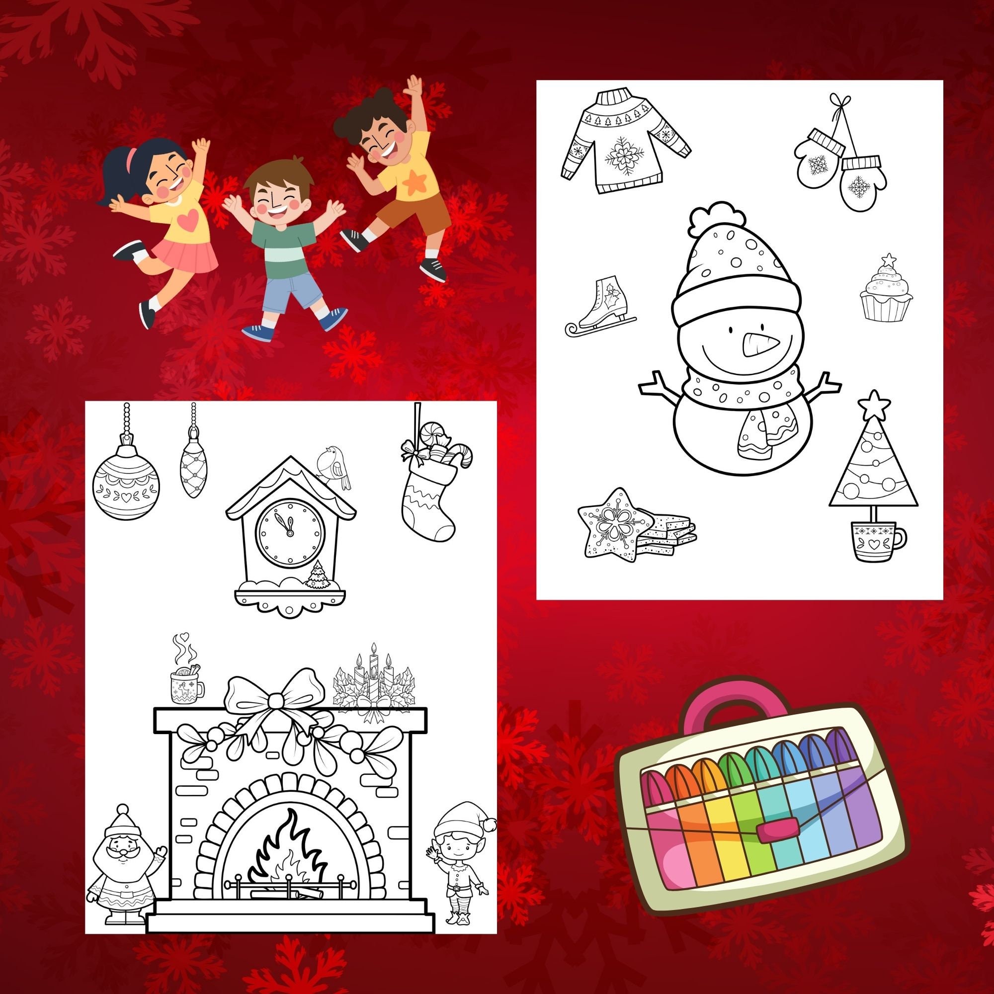 Holiday Coloring Page, Santa Coloring Page, Kids Coloring Pages ...
