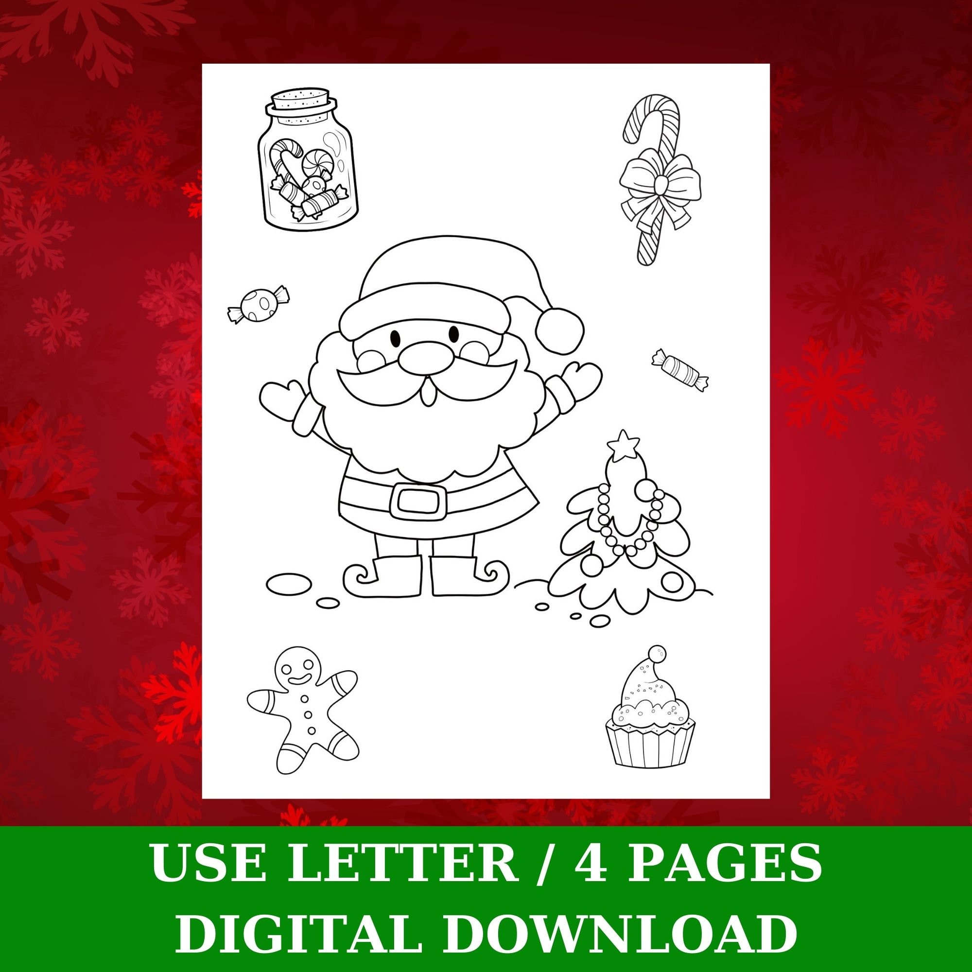 Holiday Coloring Page, Santa Coloring Page, Kids Coloring Pages ...