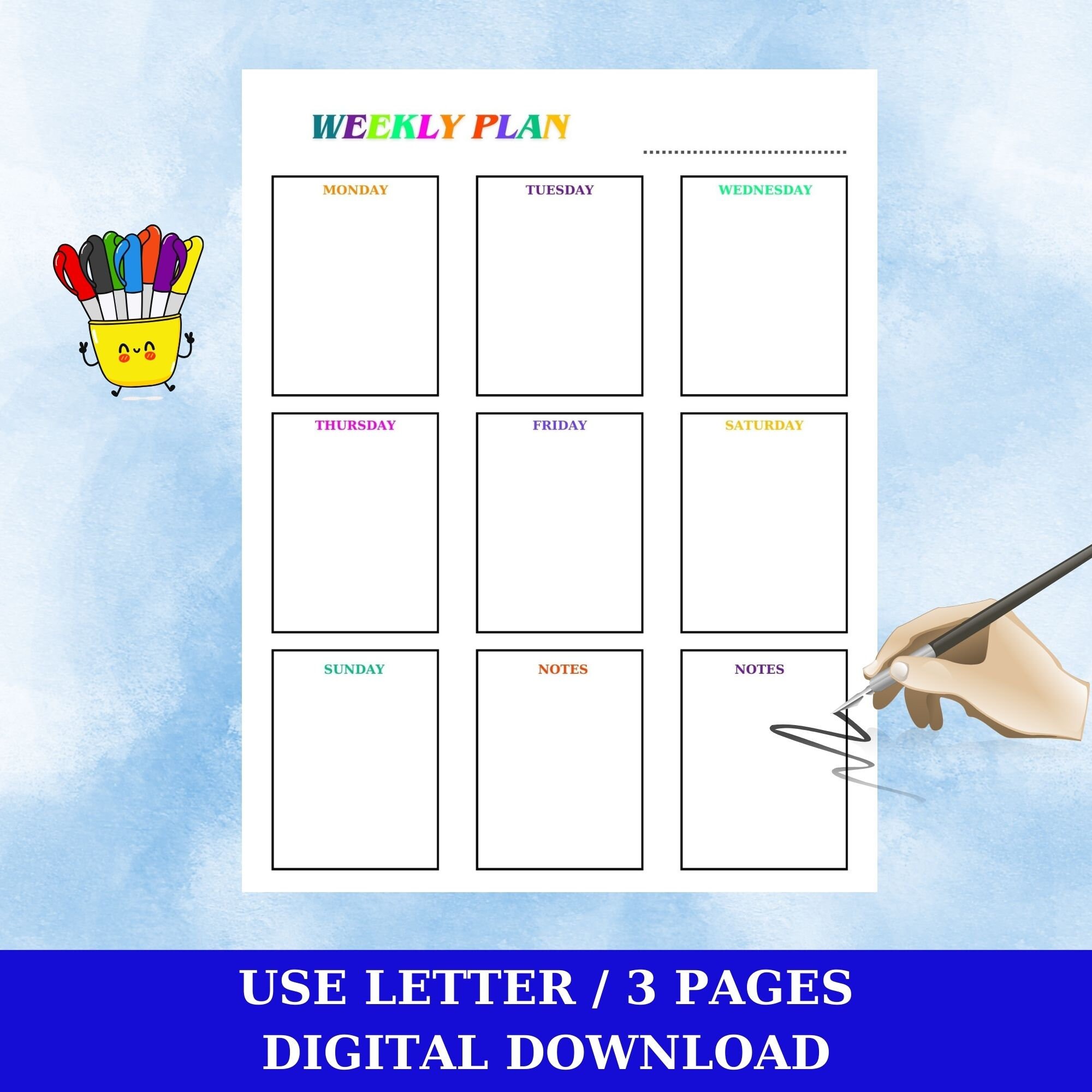 Weekly Schedule for Kids Printable,homeschool Weekly Schedule,weekly ...