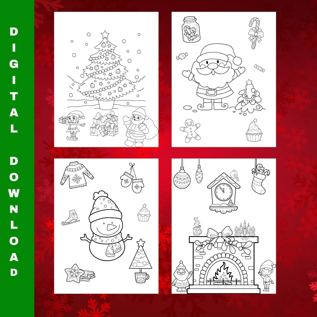 Holiday Coloring Page, Santa Coloring Page, Kids Coloring Pages ...