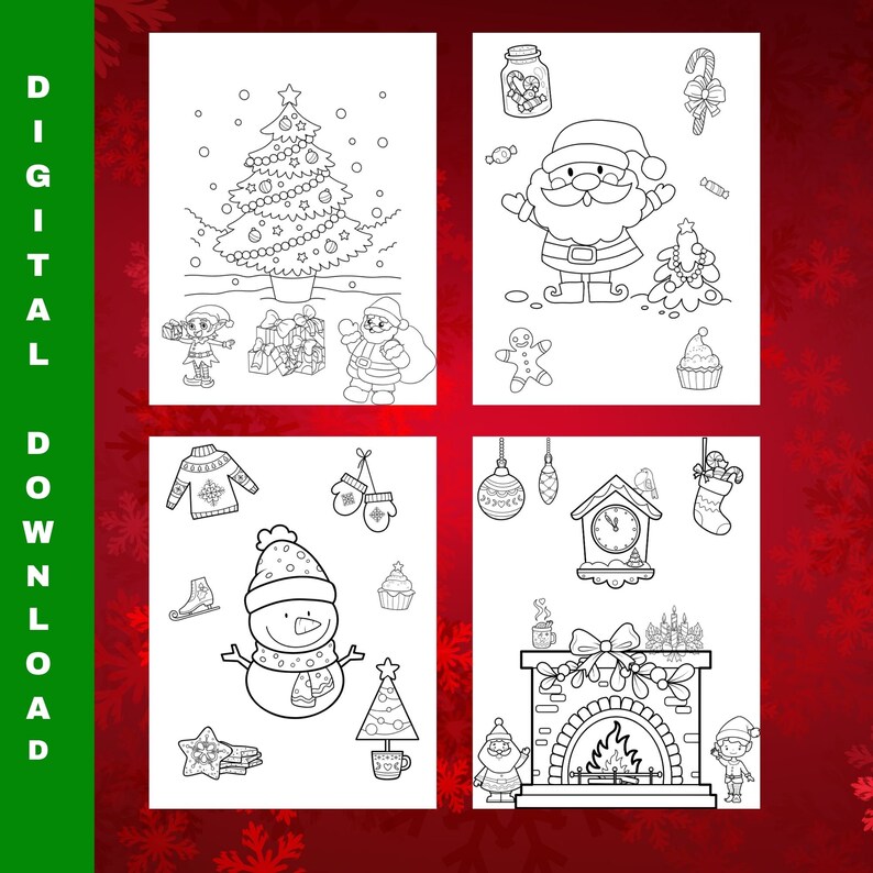 Holiday Coloring Page, Santa Coloring Page, Kids Coloring Pages ...