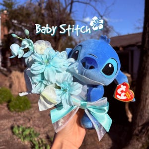 Pusheen Cat Plush or Stitch Holding Mini Boquet of Flowers. Gift for ...