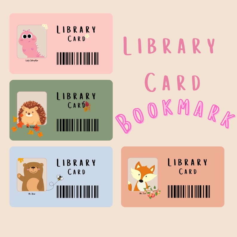 Printable Library Card Bookmark | Digital Download Bookmark - Etsy