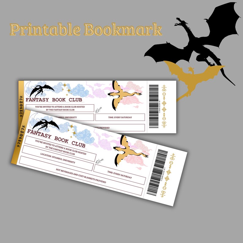 Fantasy Bookclub Bookmark, Coupon Style Bookmark, Fourth Wing Bookmarks ...