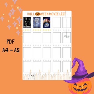 Halloween Movie List Halloween Movie Tracker Movie Planner Halloween ...