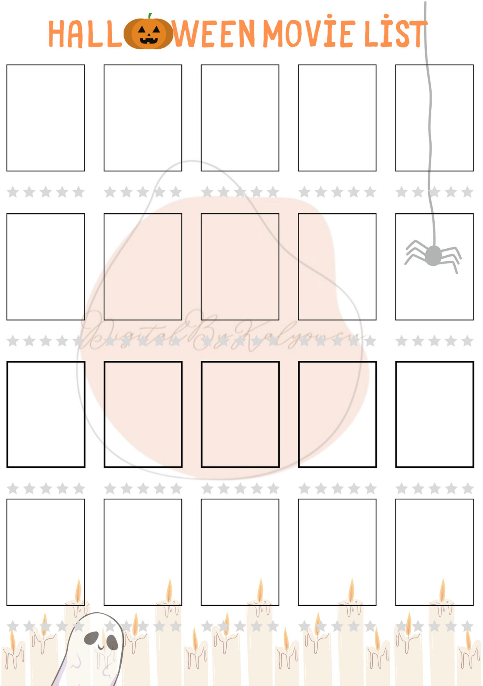 Halloween Movie List Halloween Movie Tracker Movie Planner Halloween ...