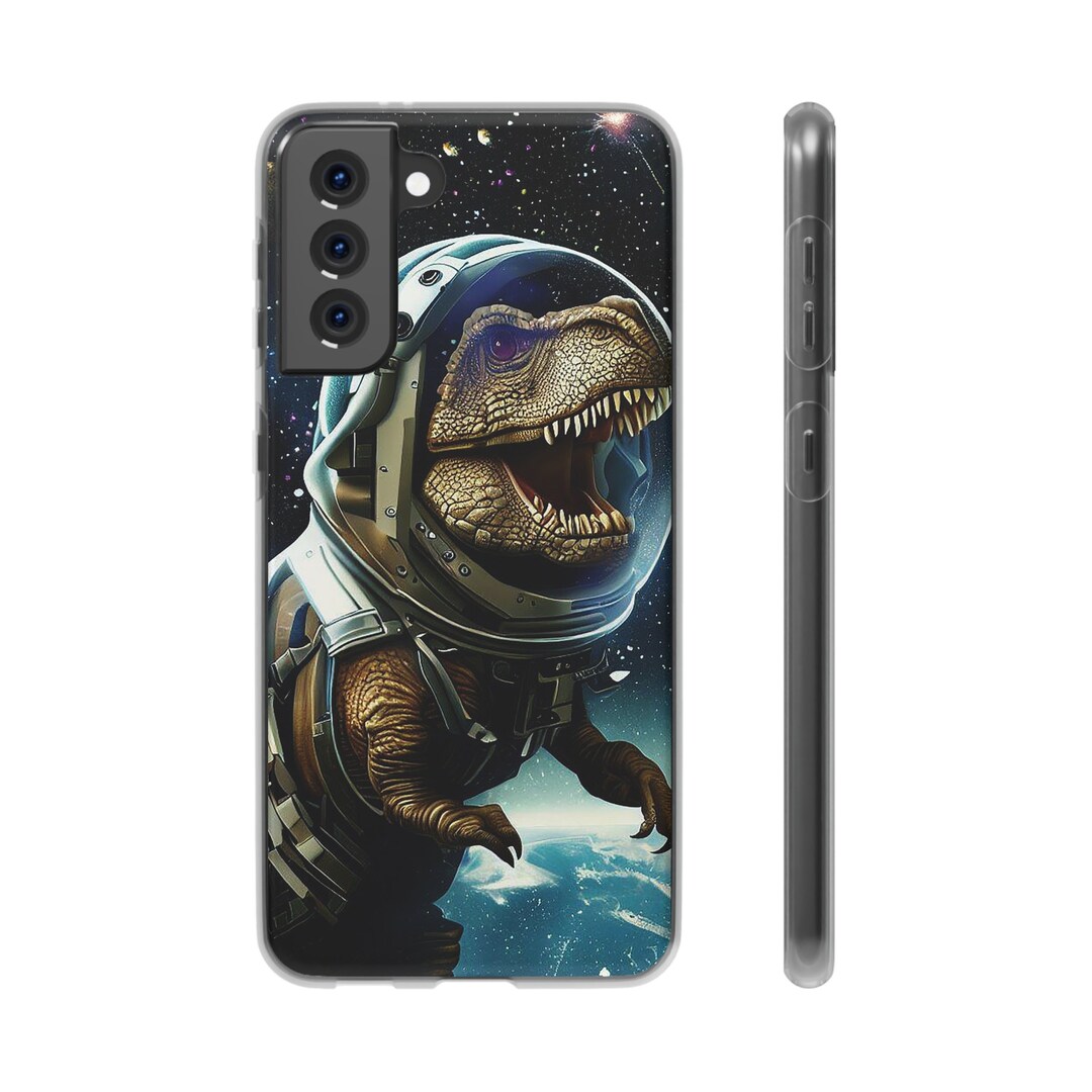 Astronaut T-rex in Space Phone Case iPhone and Galaxy Whimsical Cosmic ...