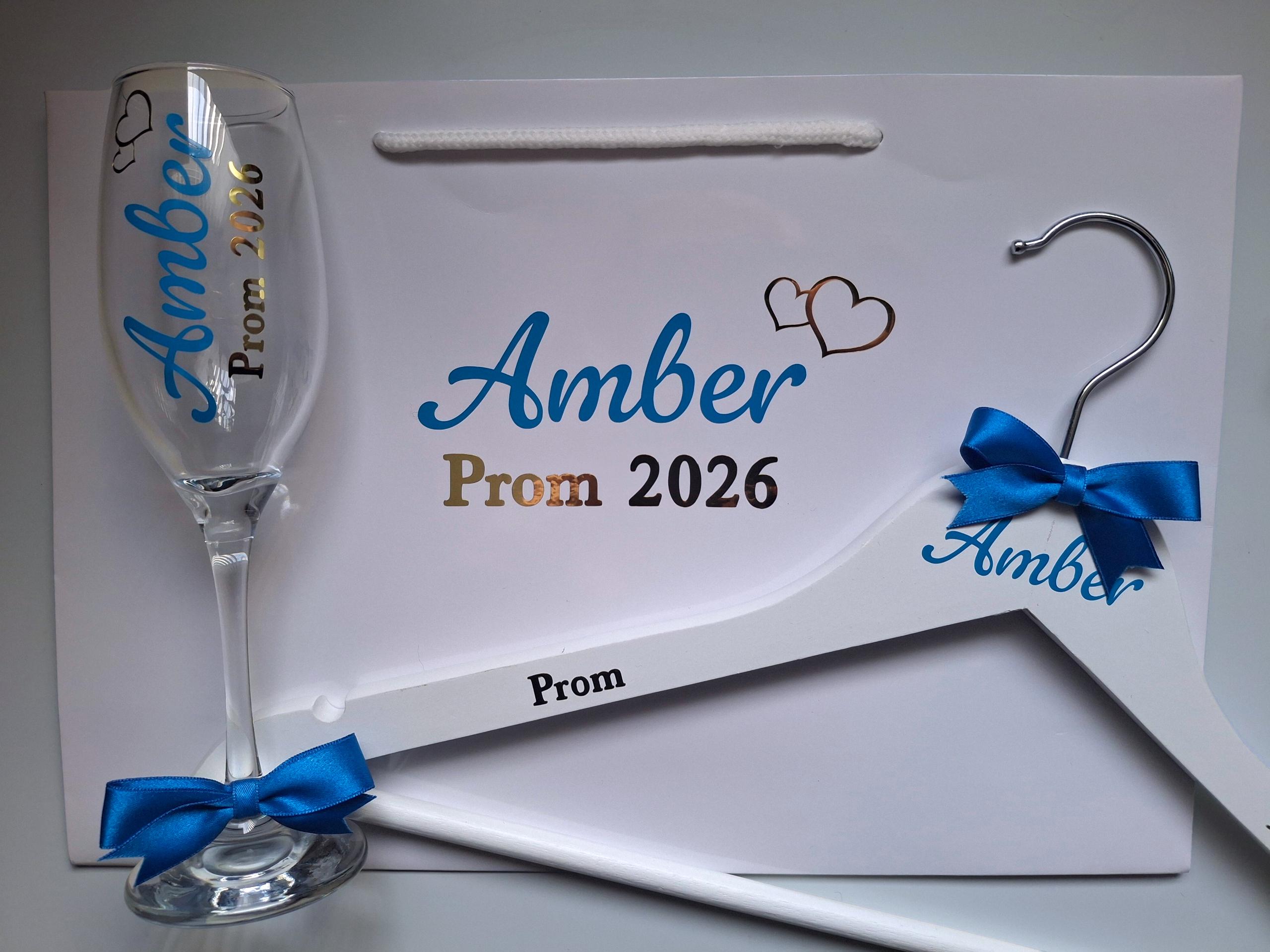 Personalised Prom Dress Hanger, Gift Bag and Champagne Flute - Etsy UK