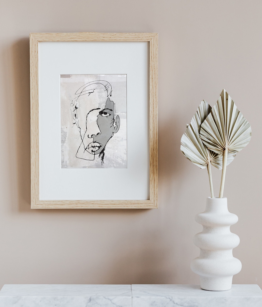 Abstract Ink Portrait, Minimal Line Drawing, Wall Art, Face ...