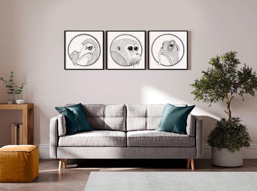 Animal Caricatures, Illustration, Pen Drawing, Instant Download ...