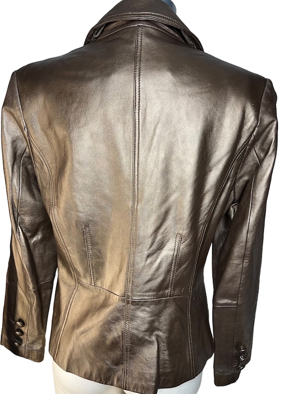 Bernardo Metallic Bronze Leather Blazer Size - Gem
