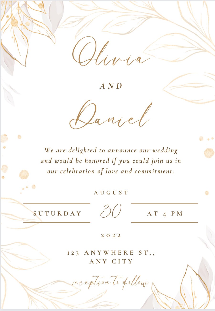 Elegant Romatic Digital Wedding Invitation - Etsy