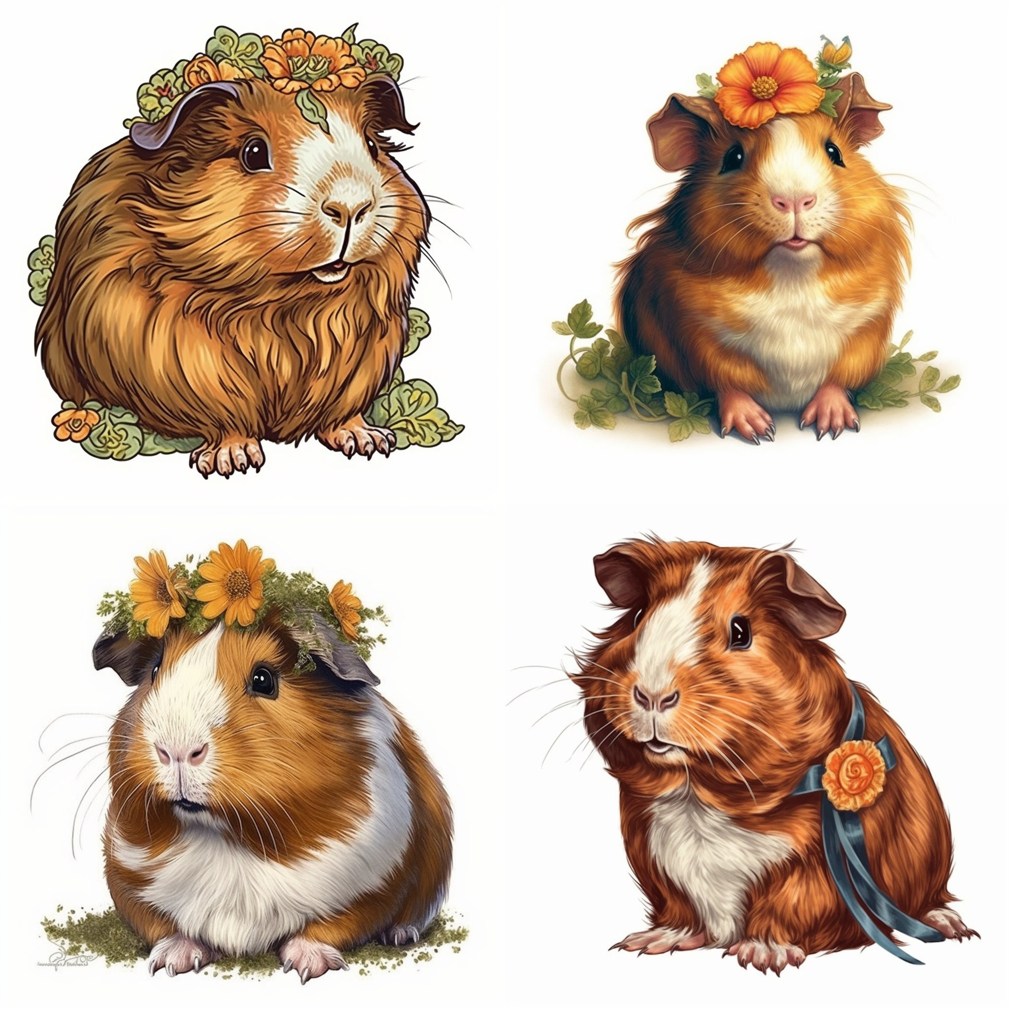 200+ Original Cute Guinea Pigs Clip Art Designs HD PNG Image Bundle ...