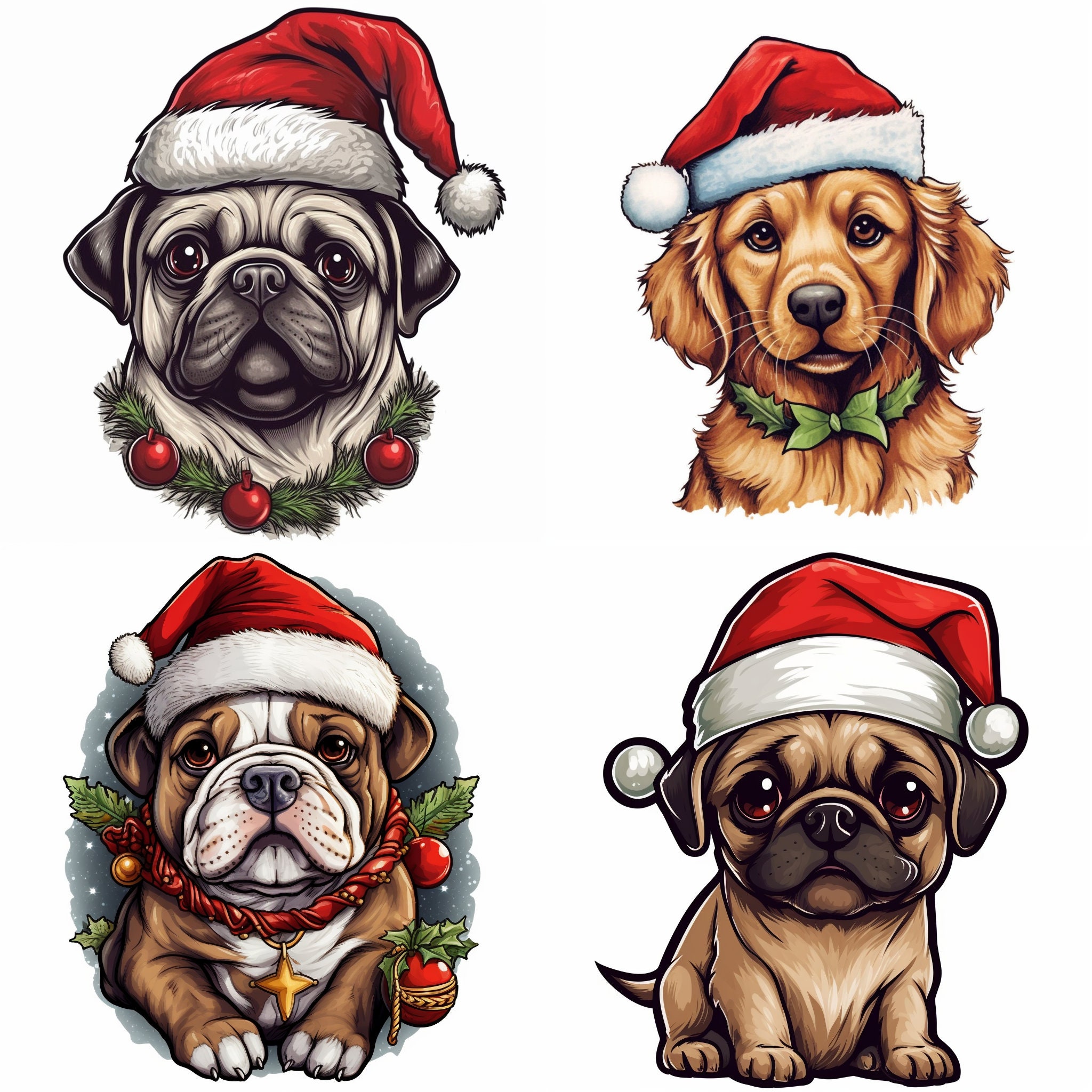 200 Christmas Dogs PNG Bundle. | Instant Digital Download | HD Clip Art ...