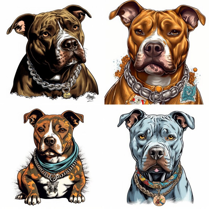 200 Original Cute Colorful Pit Bull Dogs Clip Art Designs HD PNG Image ...