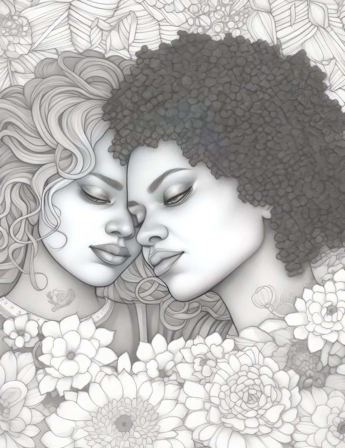 Lesbian Pride | Premium Coloring Page | Printable Adult Fantasy Art ...
