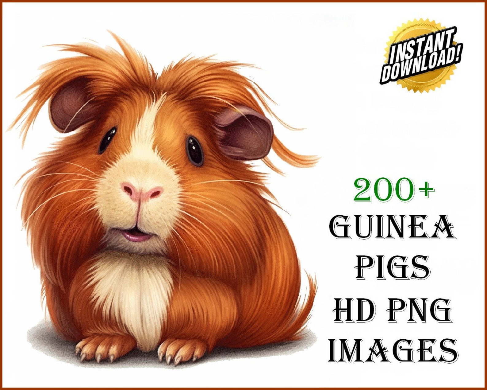 Guinea Pigs Clip Art Designs HD PNG Image Bundle for T-shirts, Branding ...