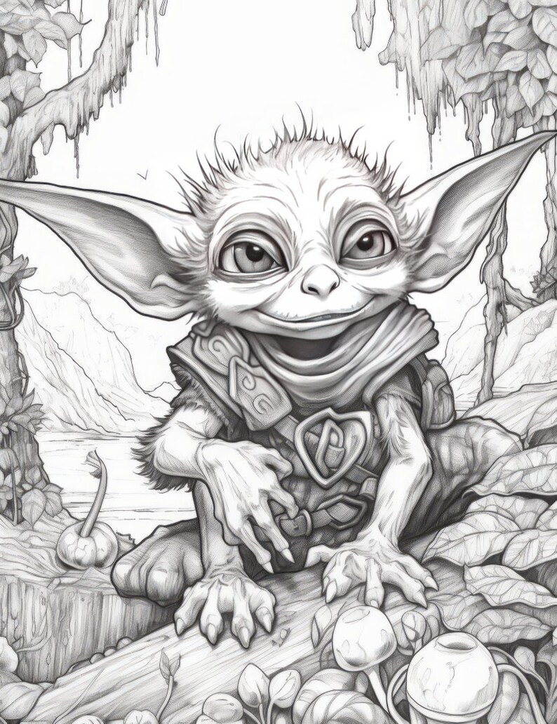 World of Goblins | Premium Coloring Page | Printable Goblin Adult ...